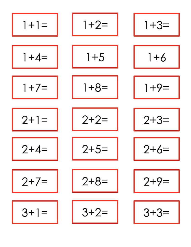 Montessori Math Slips: Addition Essential Equations (PDF) - Etsy