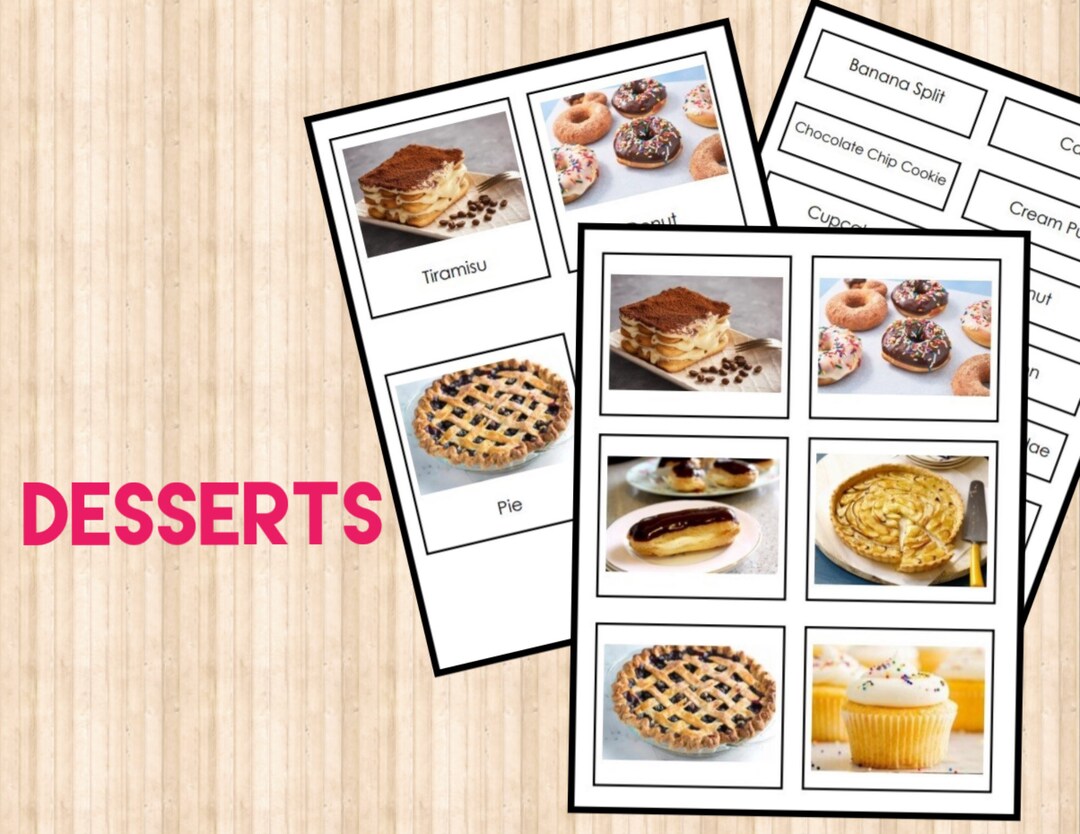 Desserts Three Part Cards: Montessori Vocabulary (printable PDF) - Etsy