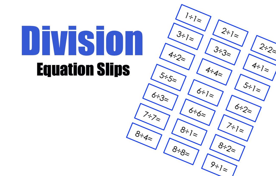 Montessori Math Slips: Division Essential Equations (PDF) - Etsy