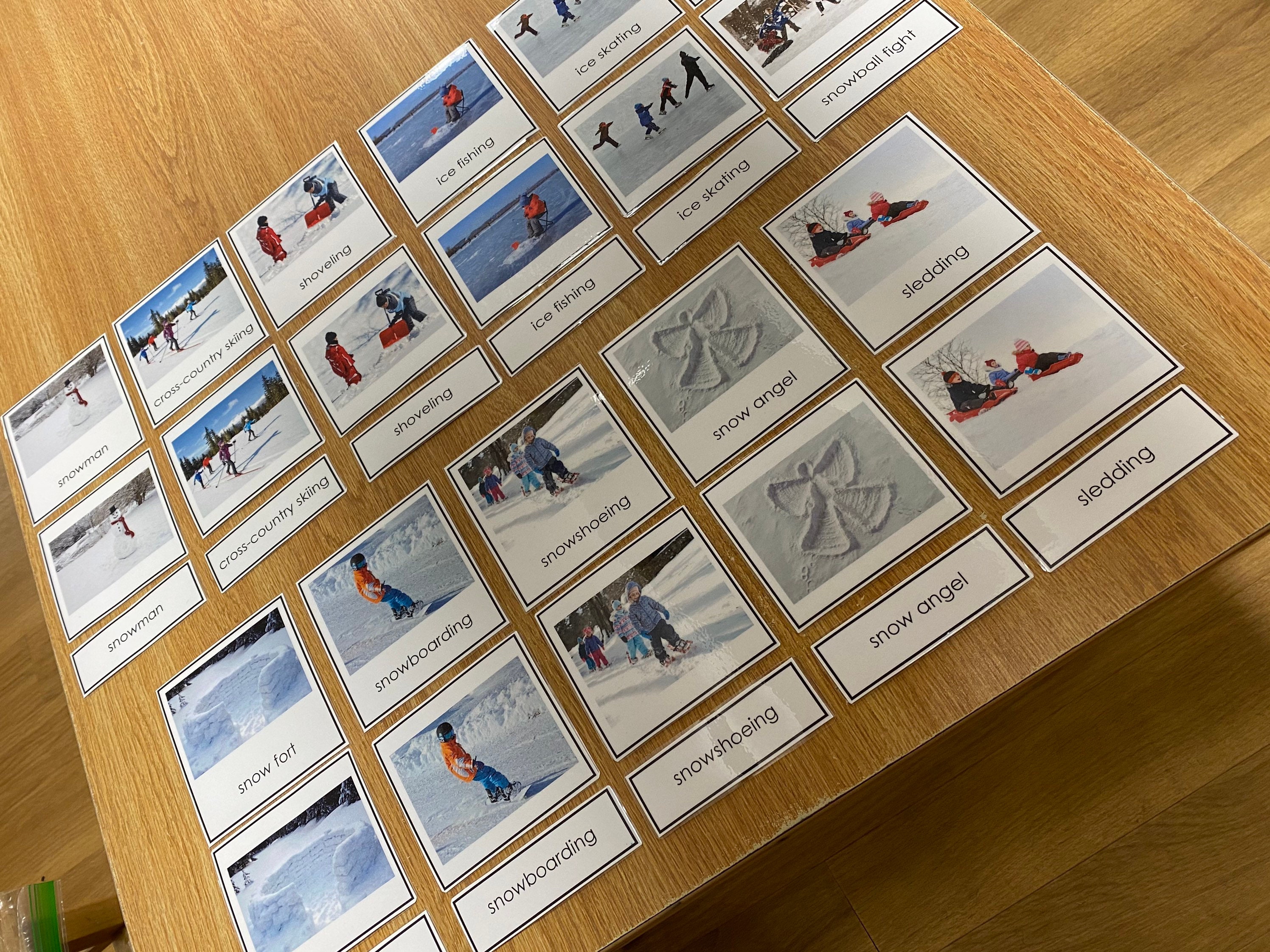 Winter Activities Three Part Cards: Montessori Nomenclature (PDF) - Etsy