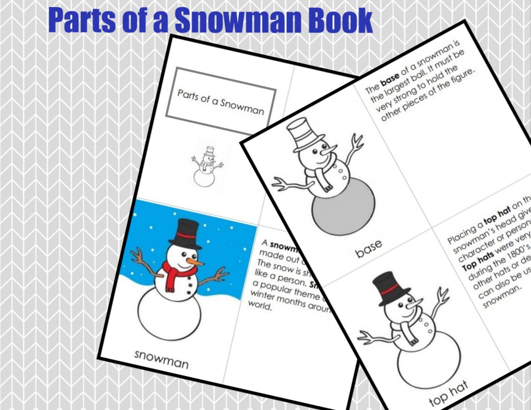 Parts of a Snowman Book • Nomenclature Cards • Montessori • Flash Cards ...