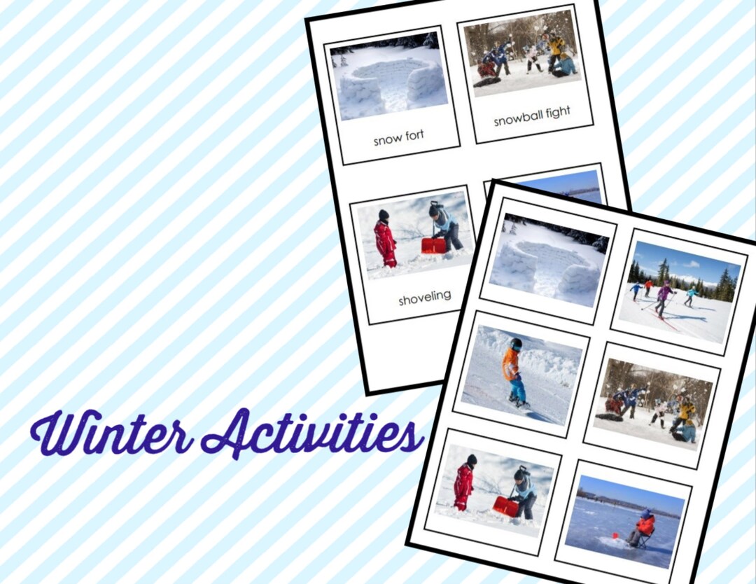 Winter Activities Three Part Cards: Montessori Nomenclature (PDF) - Etsy