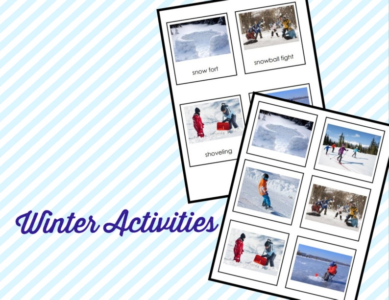 Winter Activities • Three Part Cards • Montessori • Flash Cards ...