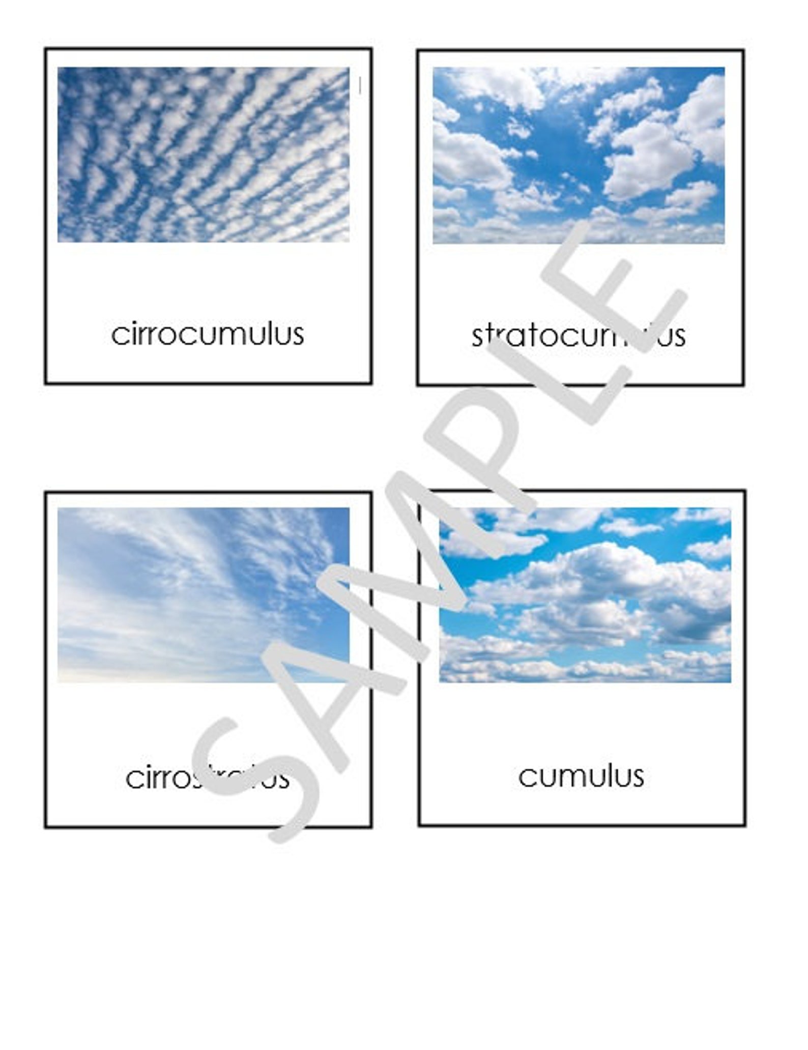 Types of Clouds • Three Part Cards • Montessori • Flash Cards • Digital ...