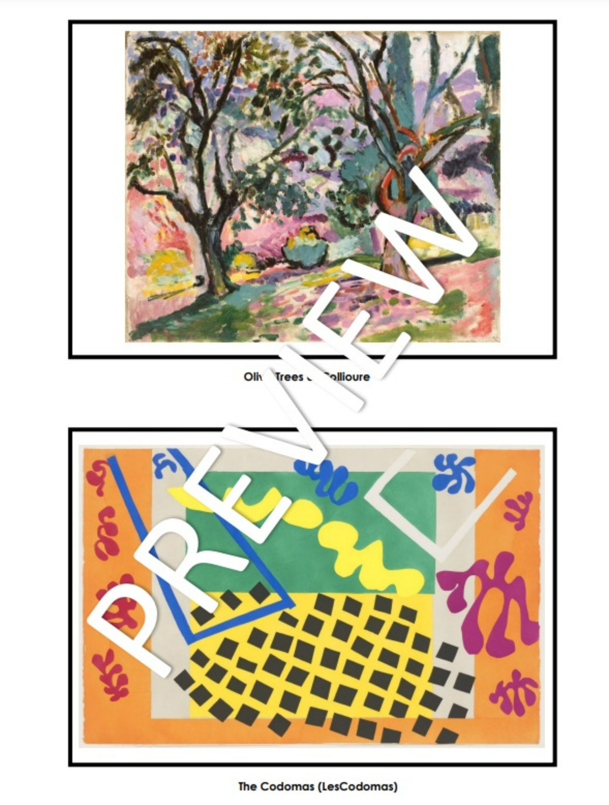 Henri Matisse Picture Cards • Art • Flash Cards • Picture Cards • Art ...