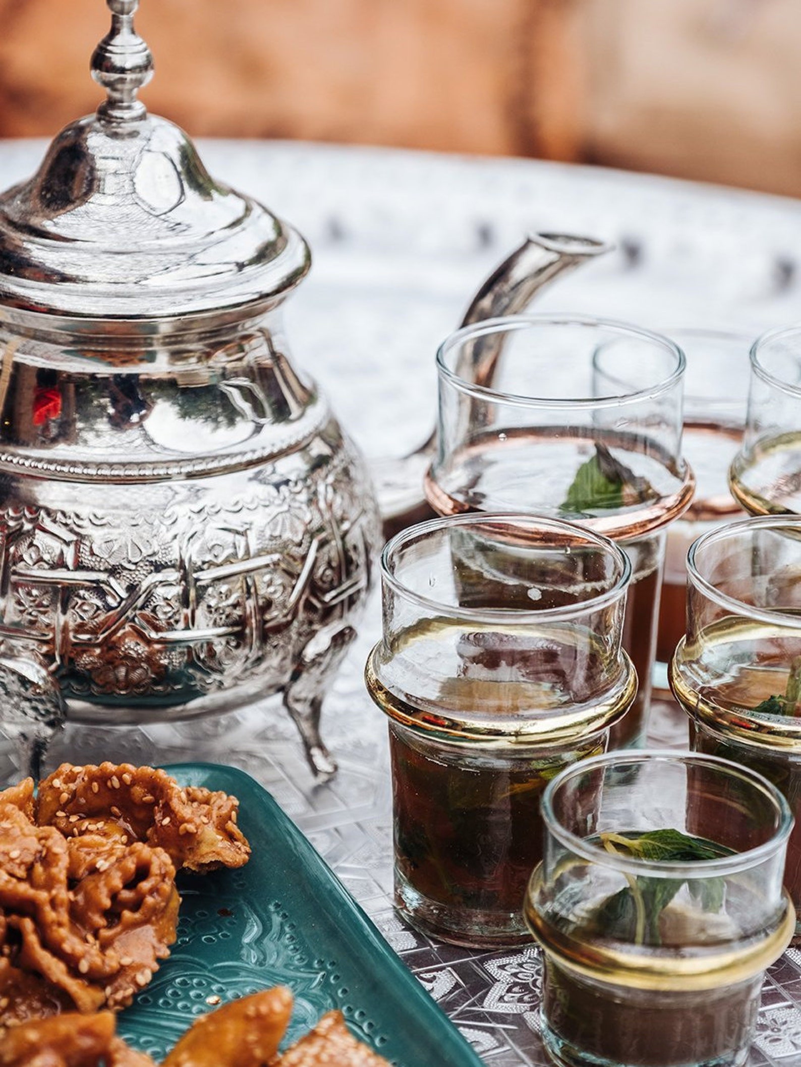 Moroccan Tea Pot Traditional Tea in Maillechort With Raffia Handle ...