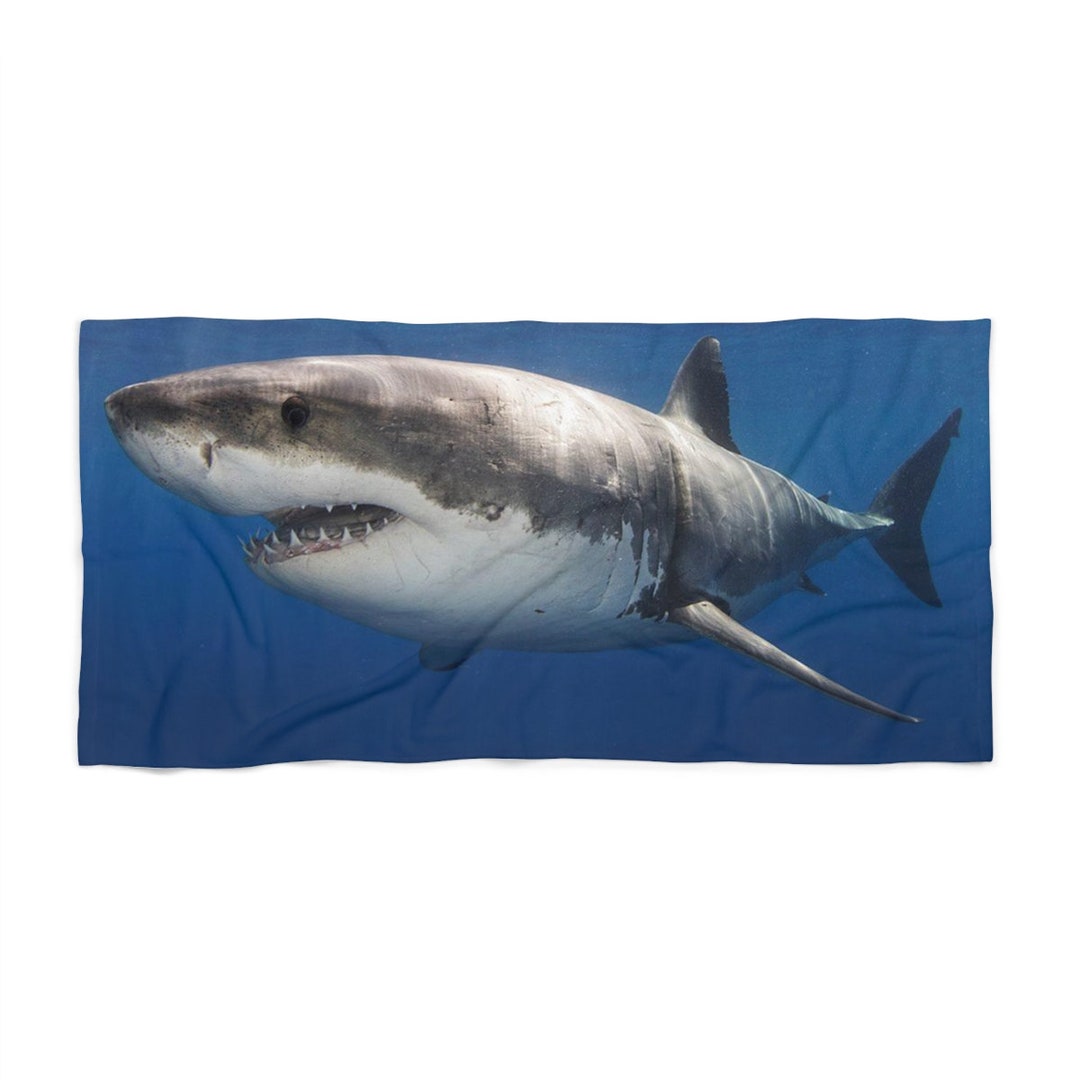 Great White Shark Beach Towel Shark Beach Towel Shark Towel - Etsy