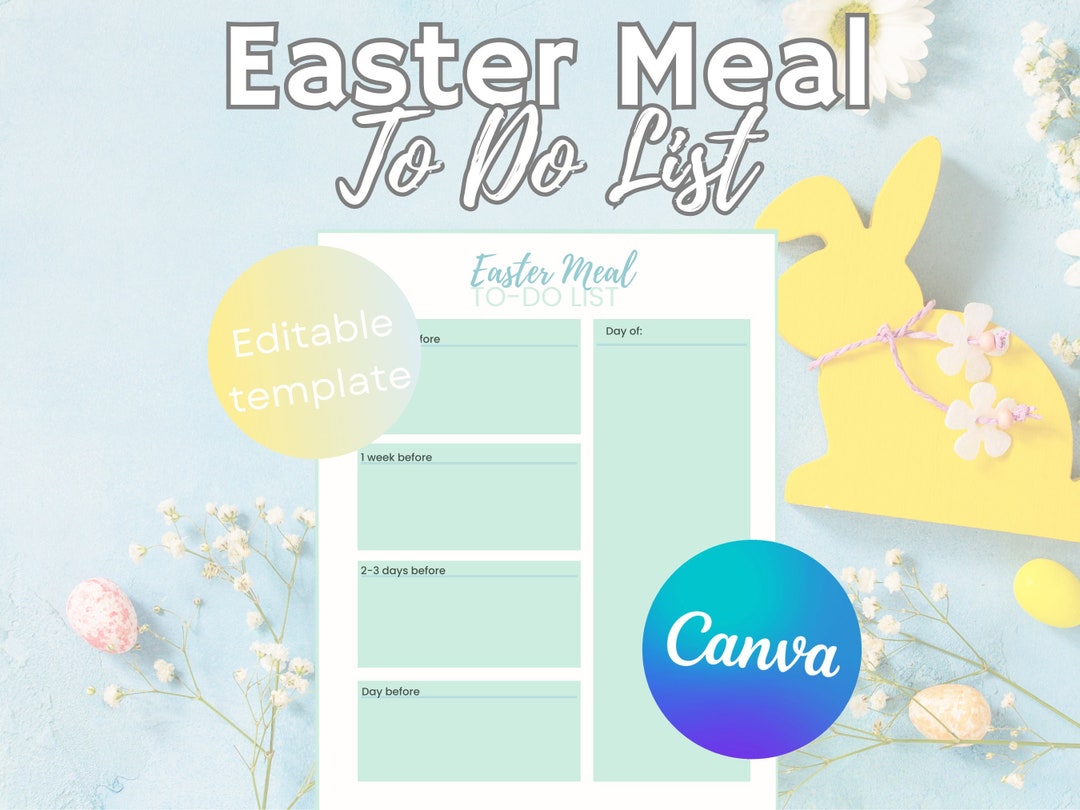 Printable Editable Easter Meal Template To-do List - Etsy