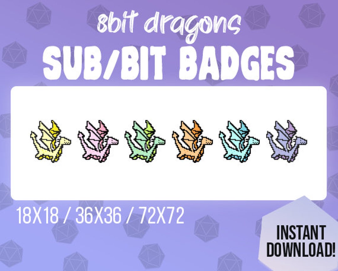 Dragon SUB and BIT Badges for TWITCH | 8bit Style - Etsy