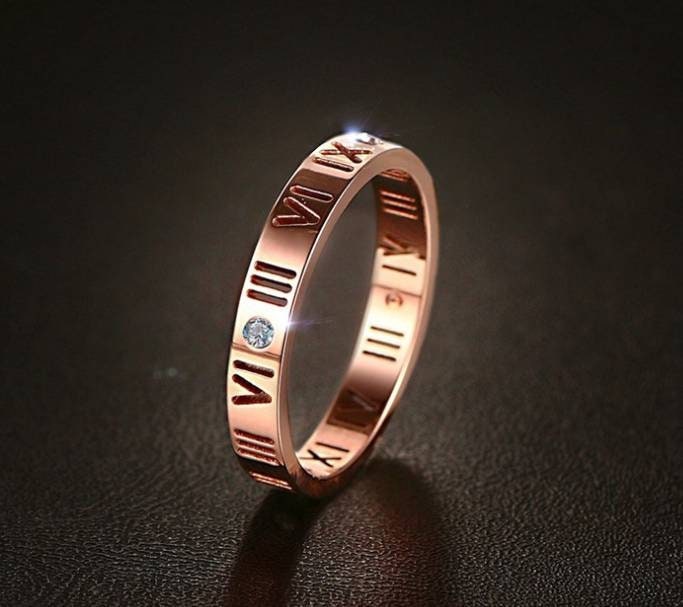 Rose Gold Women's Hollow Roman Numeral Ring Stainless | Etsy
