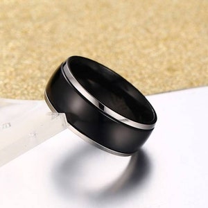 8mm Black Titanium Ring Finger Ring for Men Matching Ring Promise Ring ...