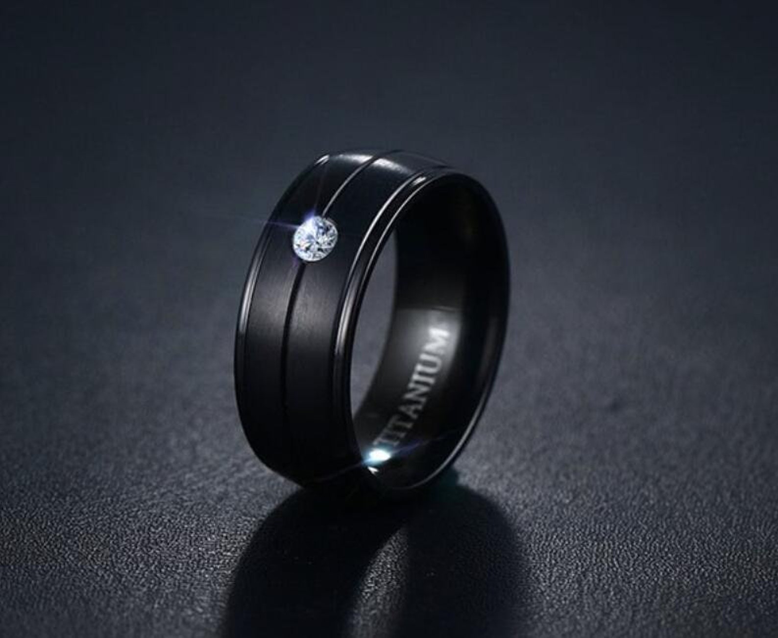 Couples Rings Set Titanium Steel Lover Matching Ring Black | Etsy