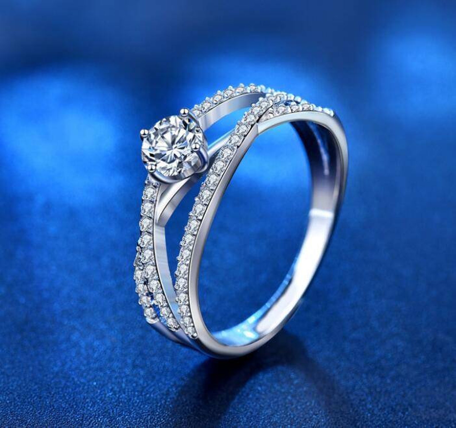 925 Sterling Silver 0.5CT Moissanite Ring Engagement Rings for - Etsy