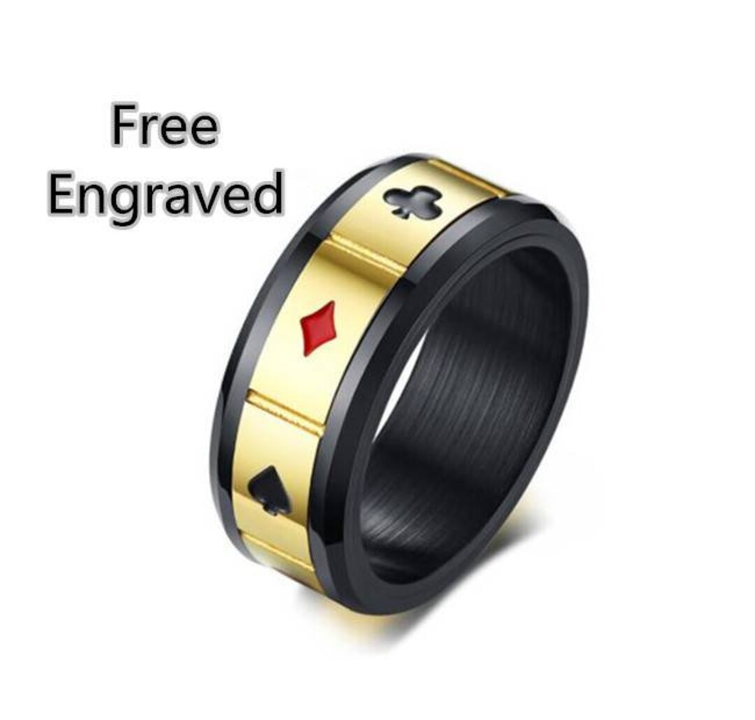 8mm Black Gold Rotating Stainless Steel Playing Card Ring - Etsy