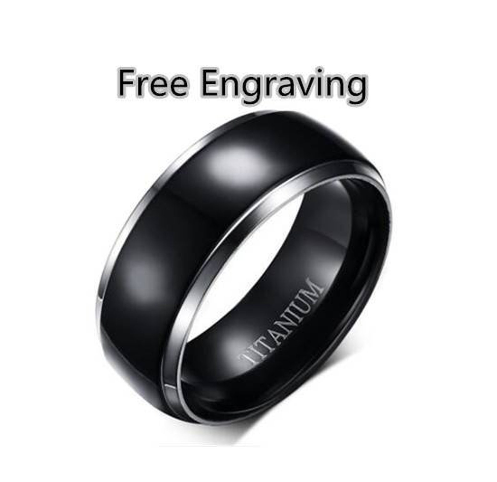8mm Black Titanium Ring Finger Ring for Men Matching Ring - Etsy