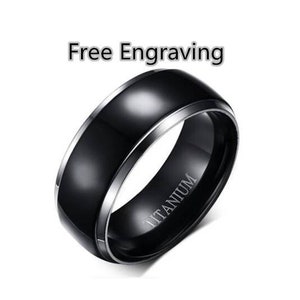 8mm Black Titanium Ring Finger Ring for Men Matching Ring Promise Ring ...