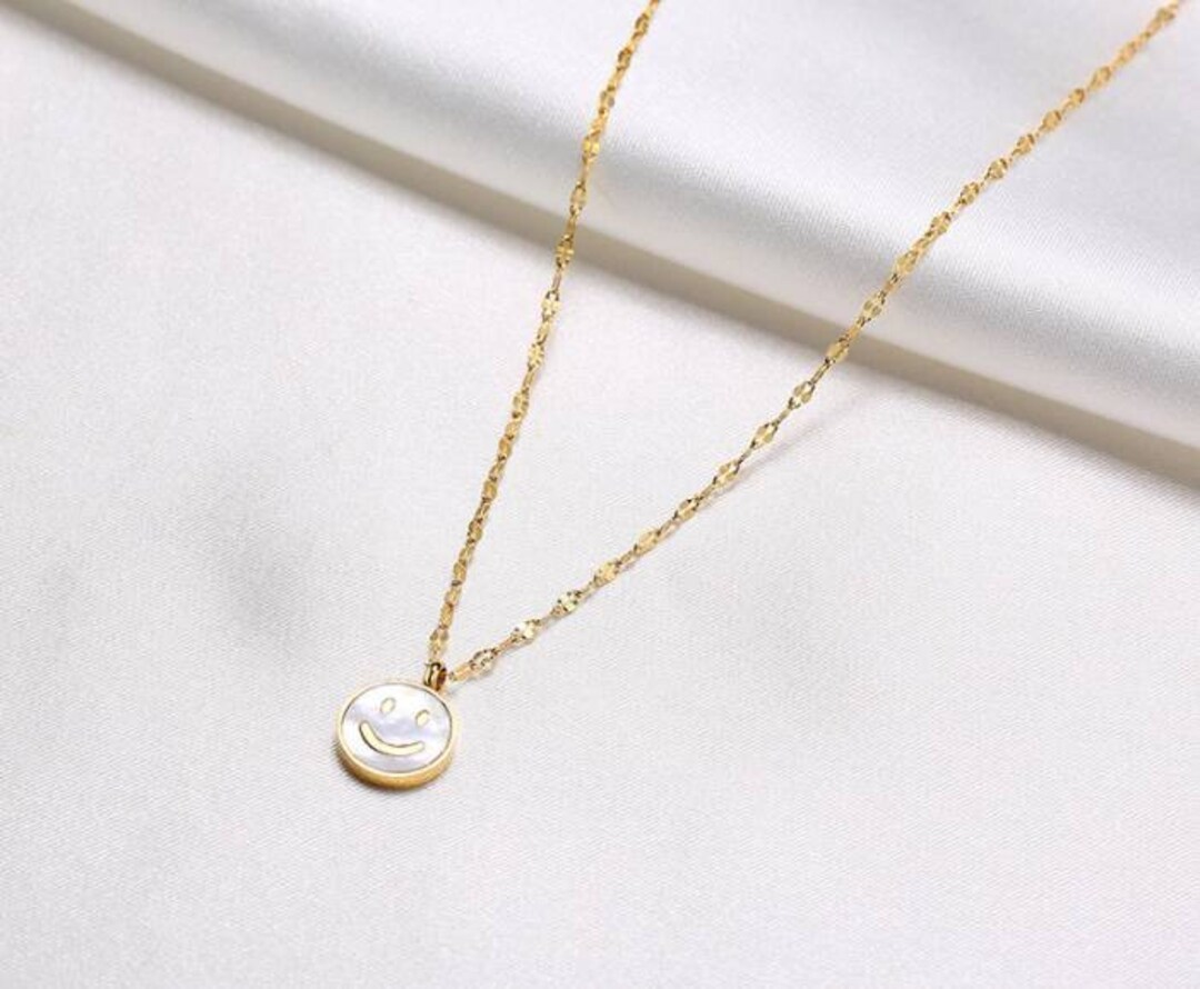 Women Stainless Steel Shell Smile Face Lips Chain Necklace Gold Lady ...