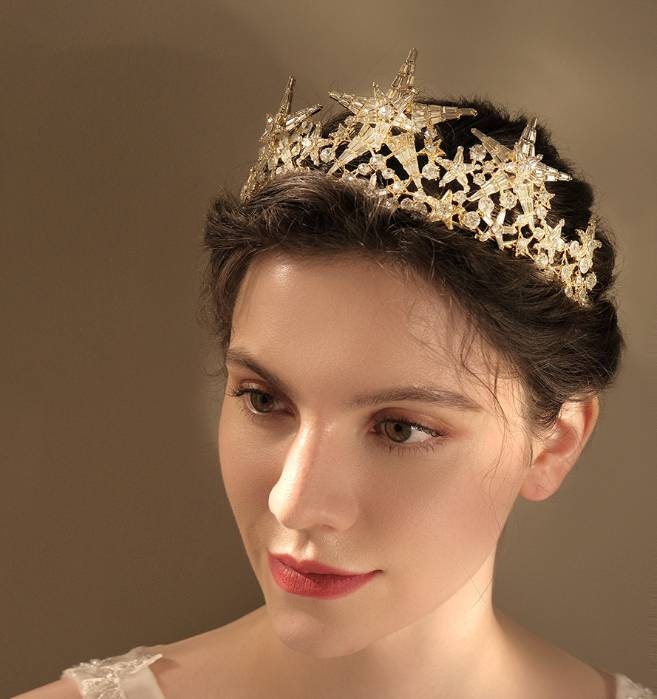 Crystal Stars Crown for Bride Prom Hair Accessories Wedding - Etsy