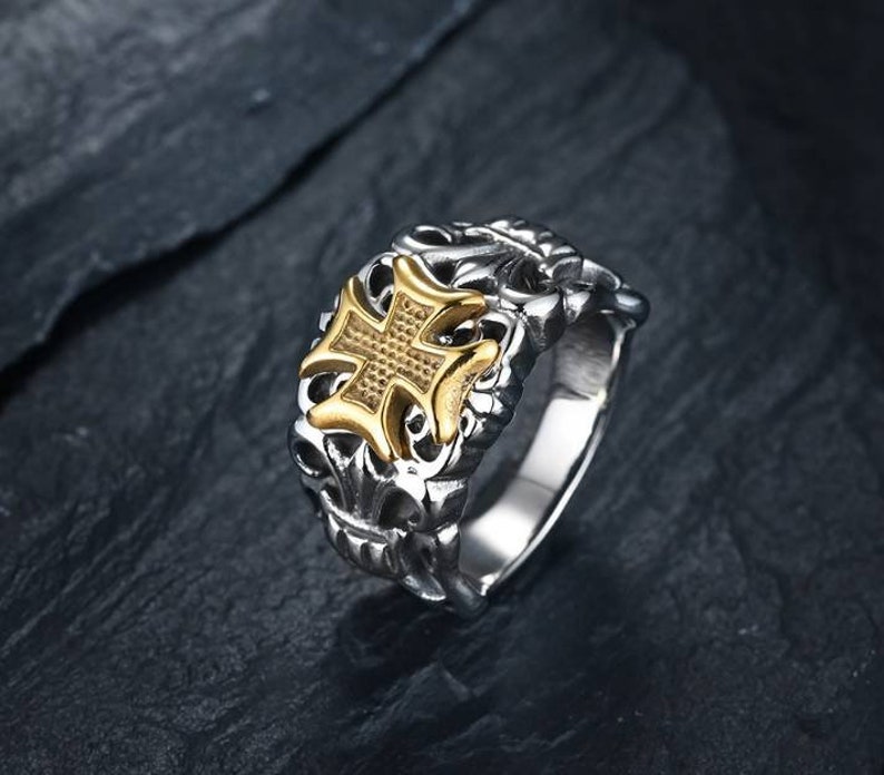 Personalized Vintage Cross Ring for Man Titanium Stainless - Etsy