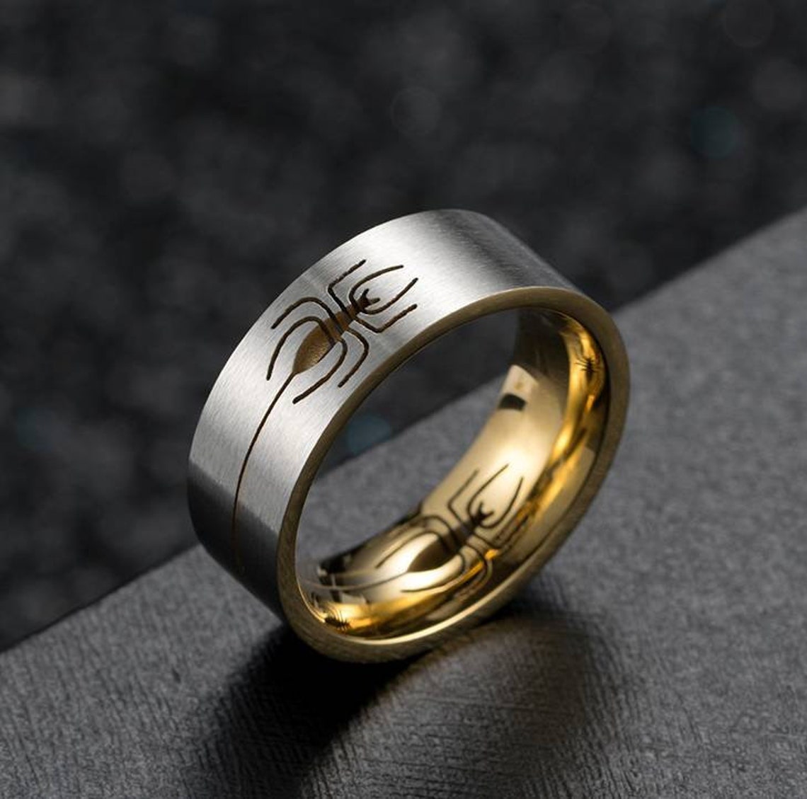 Hollow Spider Men's Ring Titanium Stainless Steel Matching - Etsy