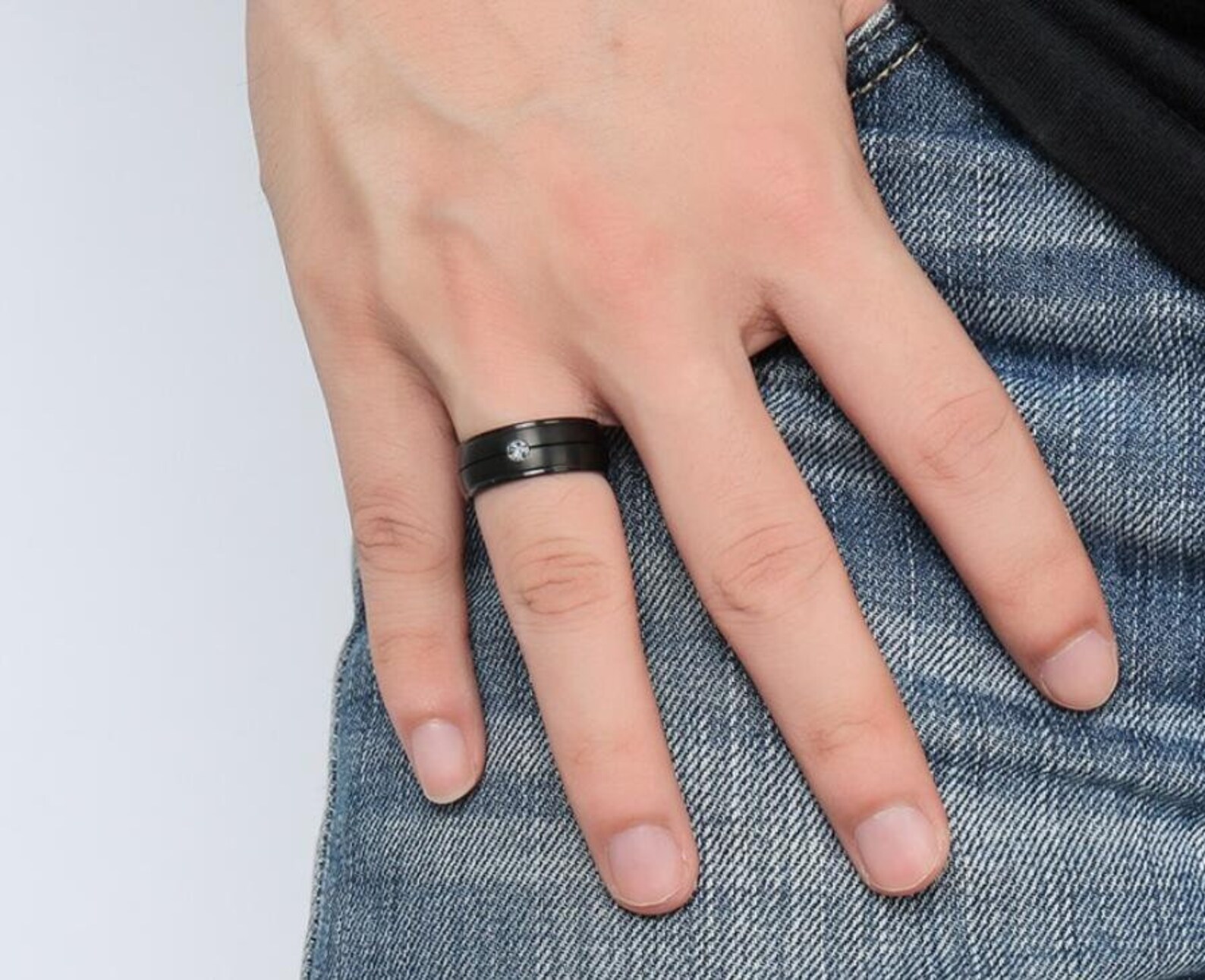 Couples Rings Set Titanium Steel Lover Matching Ring Black | Etsy