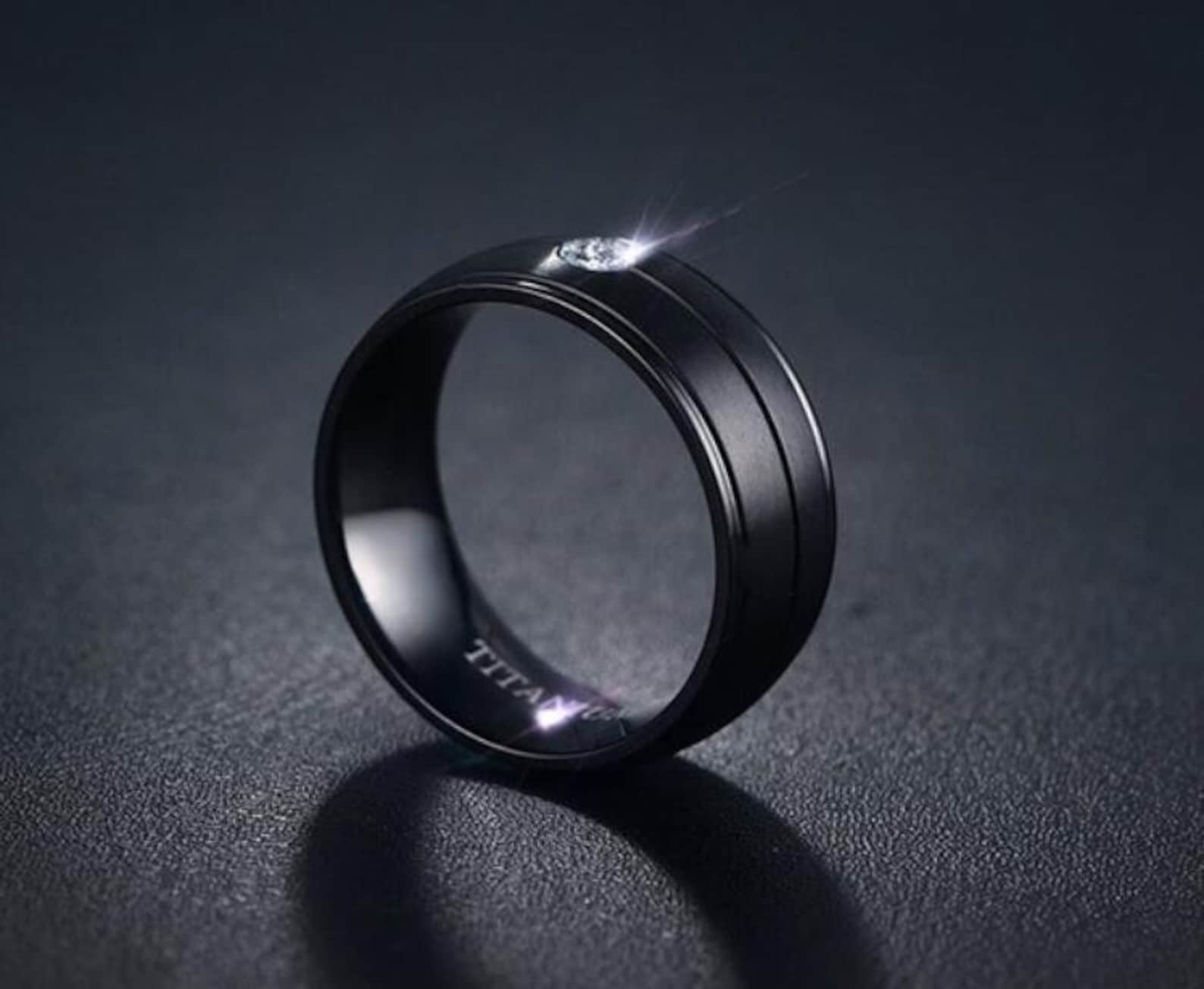 Couples Rings Set Titanium Steel Lover Matching Ring Black | Etsy