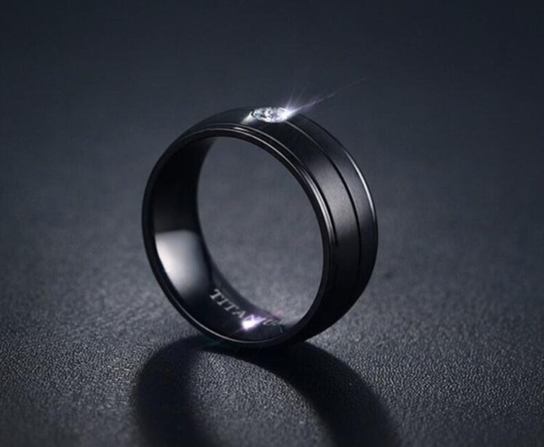 Couples Rings Set Titanium Steel Lover Matching Ring Black | Etsy