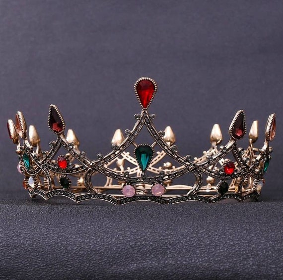 Round Lager Vintage Crown Queen Birthday Crown Crystal Hair - Etsy
