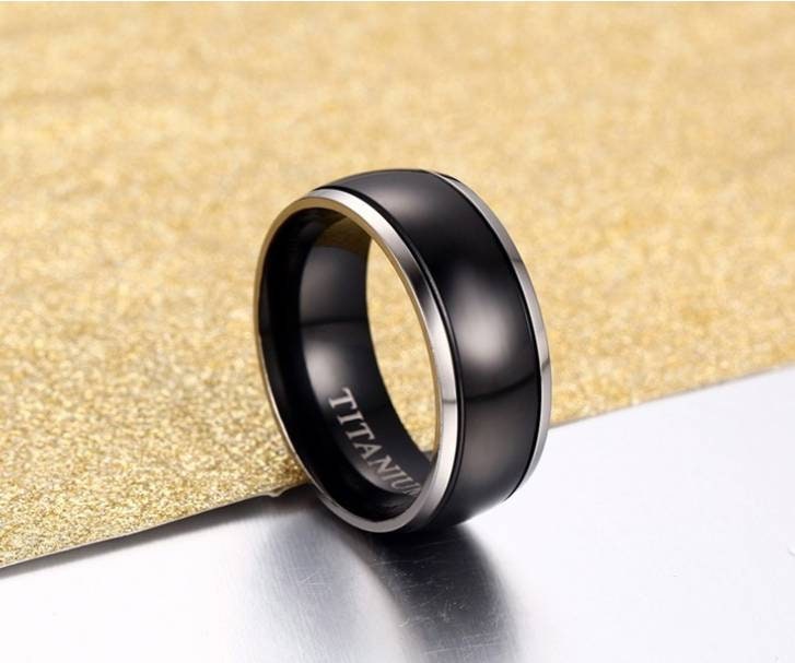 8mm Black Titanium Ring Finger Ring for Men Matching Ring - Etsy