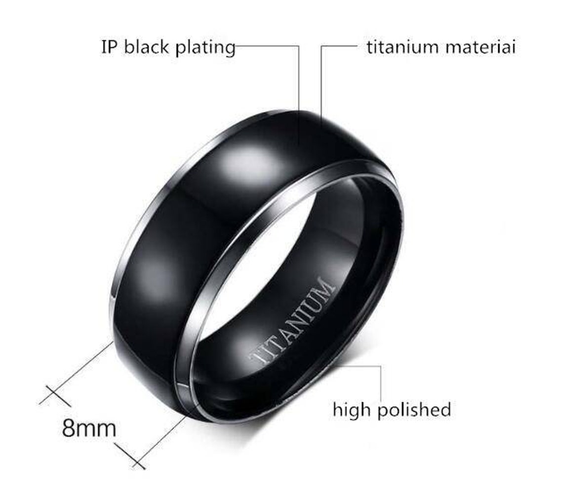 8mm Black Titanium Ring Finger Ring for Men Matching Ring - Etsy