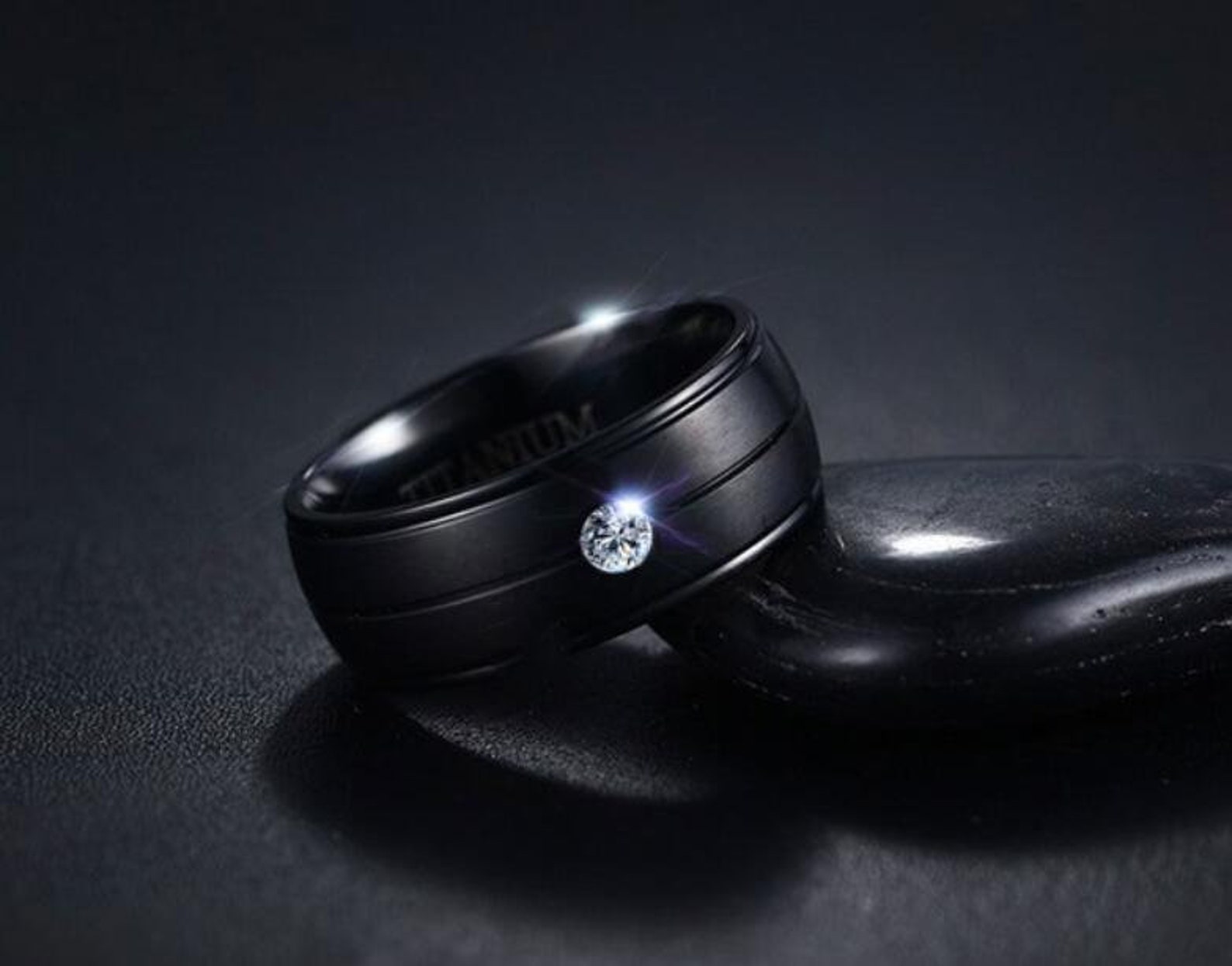 Couples Rings Set Titanium Steel Lover Matching Ring Black | Etsy