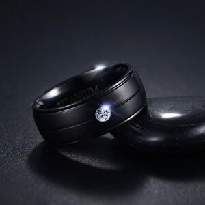 Couples Rings Set Titanium Steel Lover Matching Ring Black - Etsy