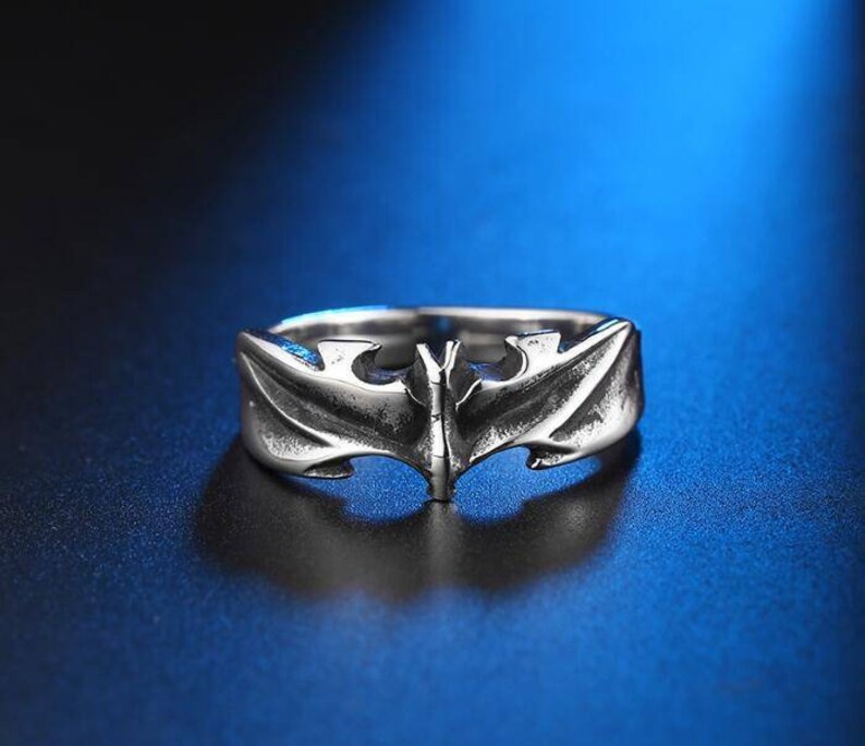 Free Custom Engraved Ring for Men Retro Gothic Bat Ring Night - Etsy