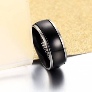8mm Black Titanium Ring Finger Ring for Men Matching Ring Promise Ring ...
