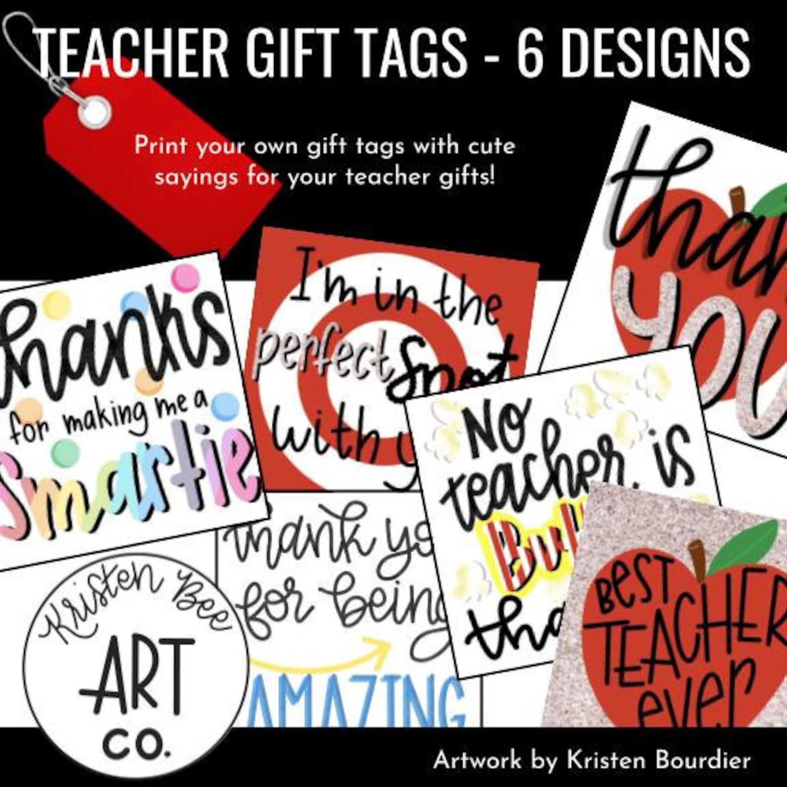 Printable Teacher Gift Tags 6 Designs - Etsy