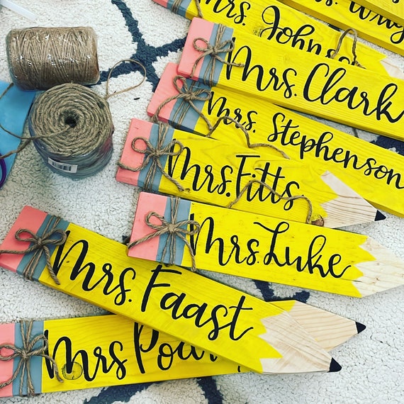 Custom Teacher Pencil Sign - Etsy