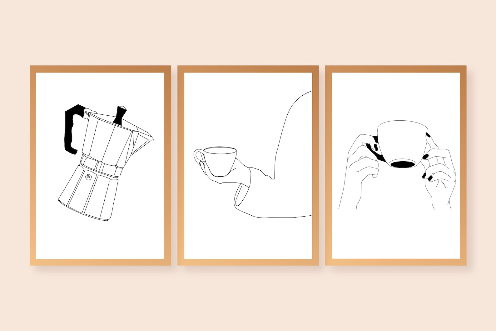 Coffee Gallery Wall Set Minimal Coffee Print Minimalist Wall Art Bar ...