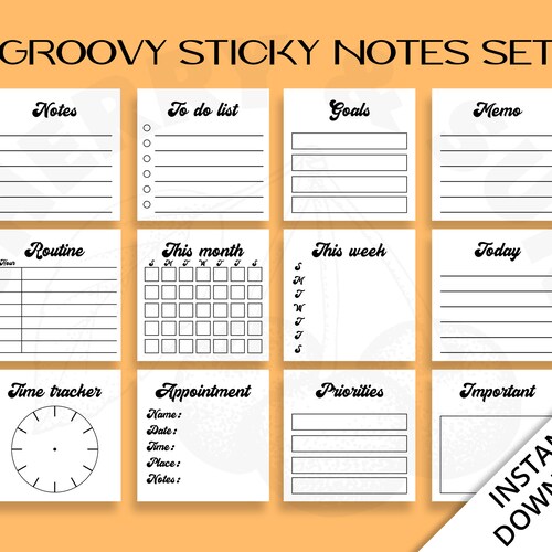 Wellness Sticky Note Printable 3x3 Journal Bujo - Etsy