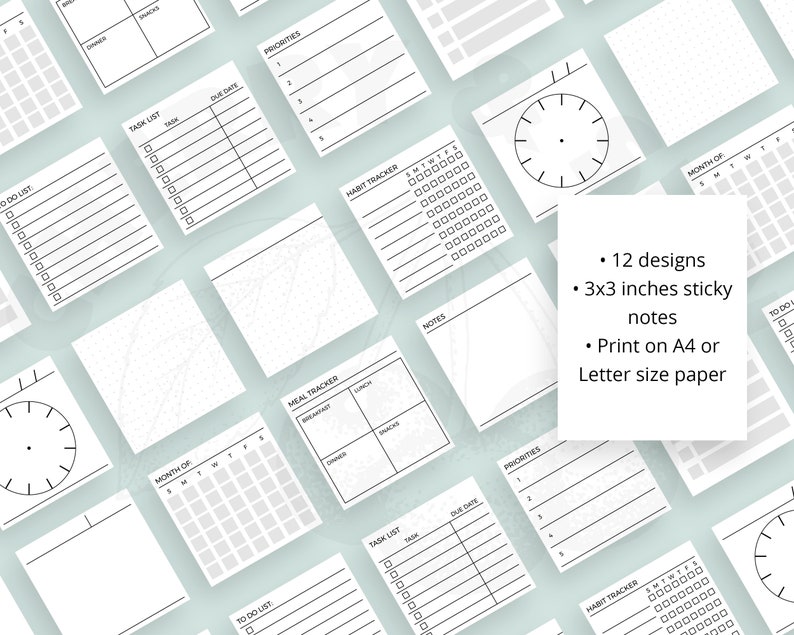 Printable Sticky Notes | Minimalist Design | 3x3 Inch Sticky Notes ...