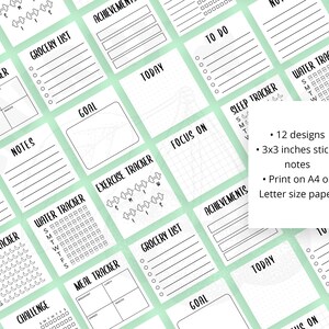 Fitness Sticky Notes | Printable | 3x3 | Journal | Bujo | Health ...