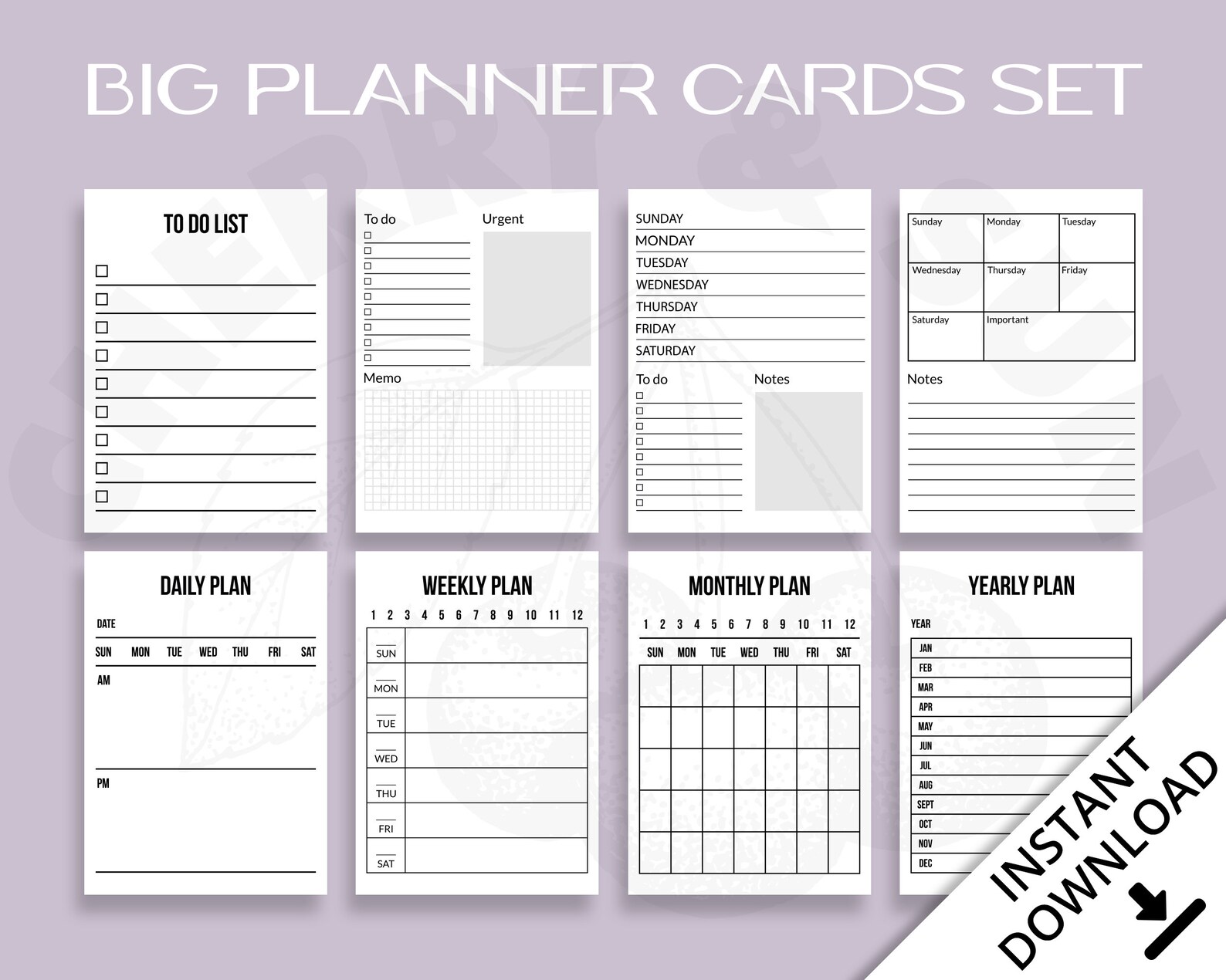 Planner Cards Set, Printable Sticky Notes, Notepad, Memo Pad, Journal ...
