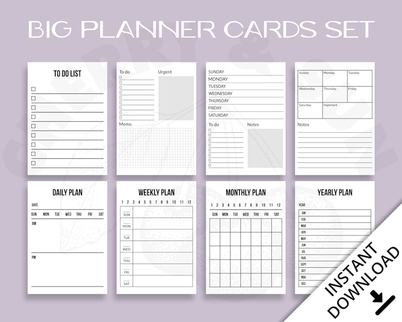 Planner Cards Set, Printable Sticky Notes, Notepad, Memo Pad, Journal ...