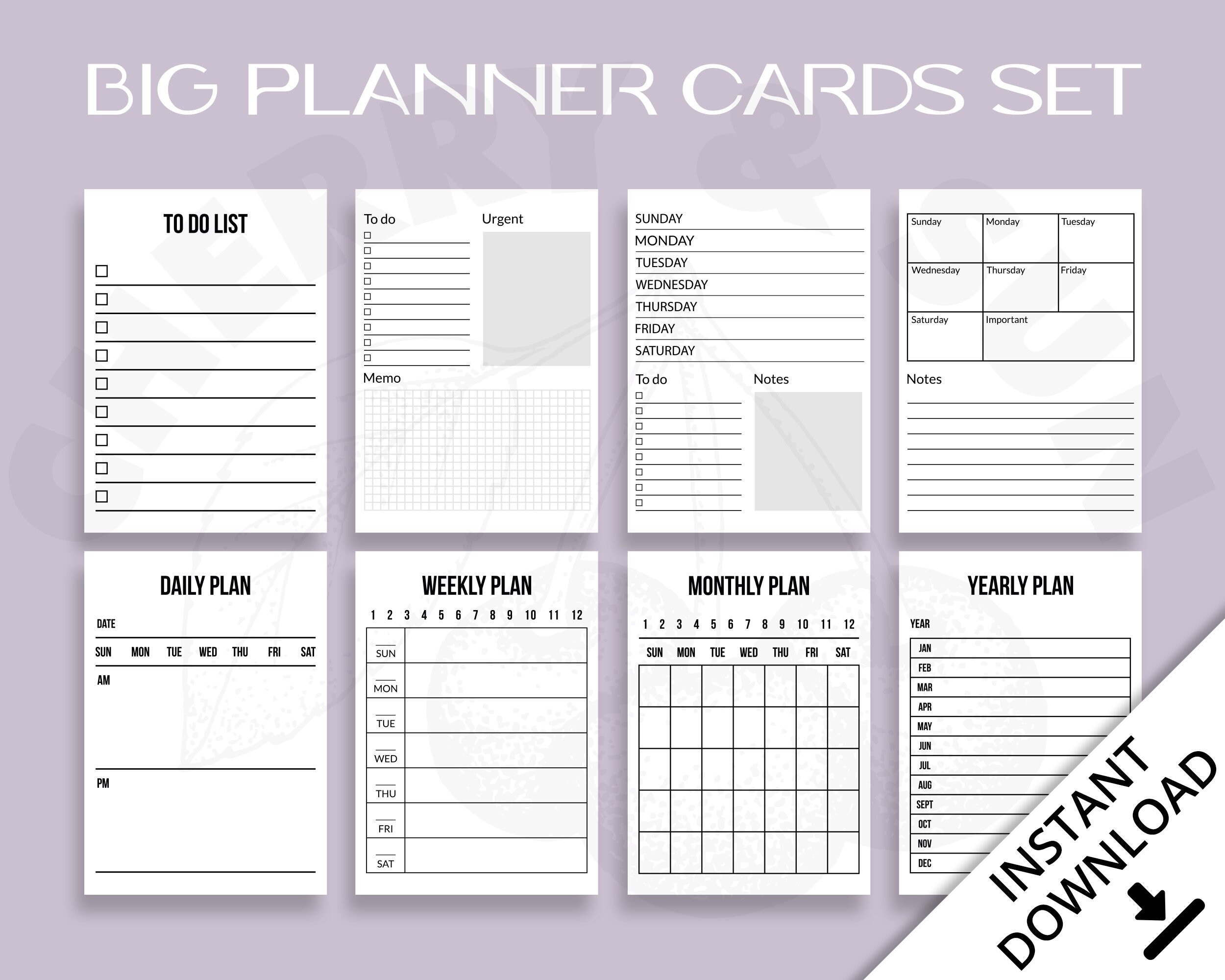 Planner Cards Set, Printable Sticky Notes, Notepad, Memo Pad, Journal ...