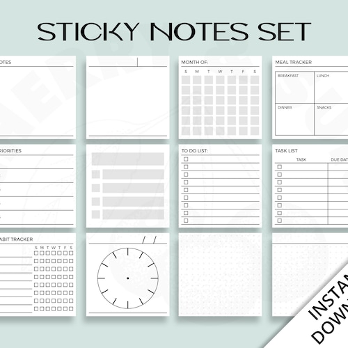 Printable Sticky Notes Minimalist Design 3x3 Inch Sticky - Etsy