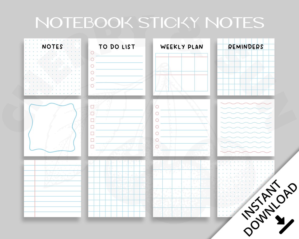 Notebook Sticky Notes | Minimalist Design | Printable Notepad | Journal ...
