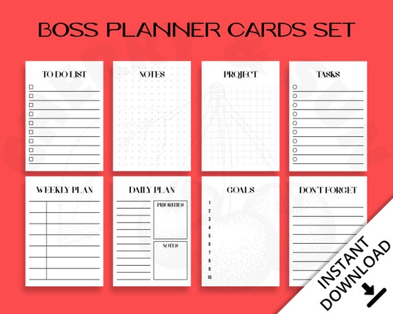 Boss Planner Cards Sticky Notes Printable Notepad Memo - Etsy