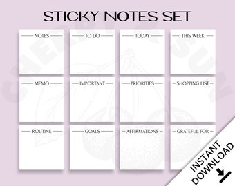 Fitness Sticky Notes Printable 3x3 Bullet Journal Bujo | Etsy
