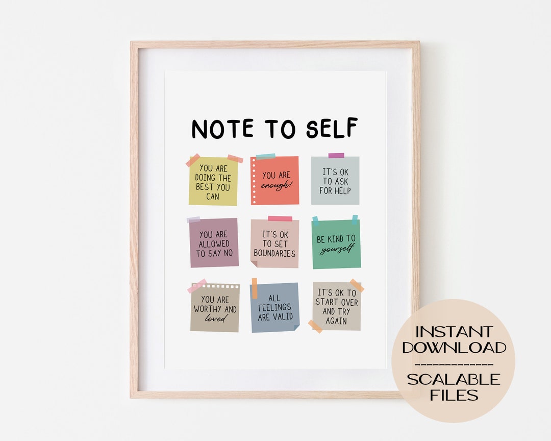 Note to Self Digital Poster Print, Printable Wall Art Office Decor ...