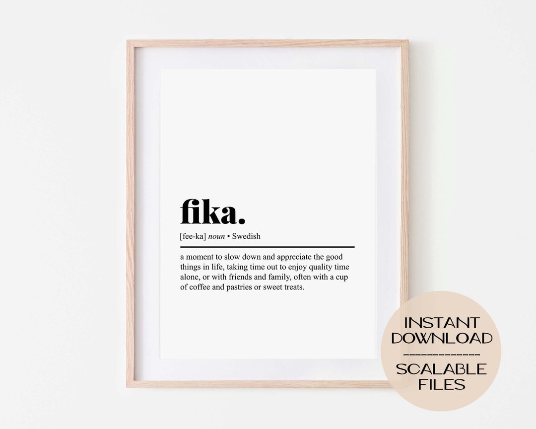 Fika Definition Digital Poster Print, Wall Art Home Dorm Decor ...
