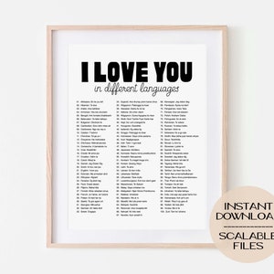 I Love You in Different Languages Digital Poster Print, Wall Art Home ...